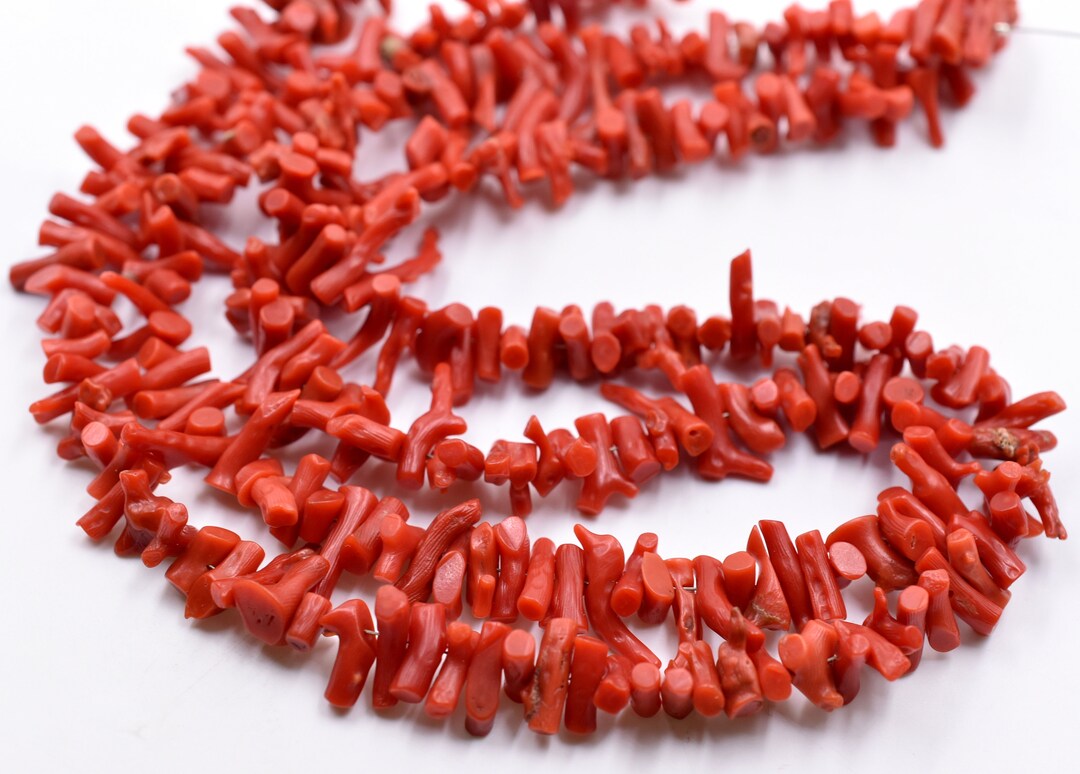 Red Coral Rough Coral Stick Rough Coral Nugget Beads Stick Shape 10x3 ...