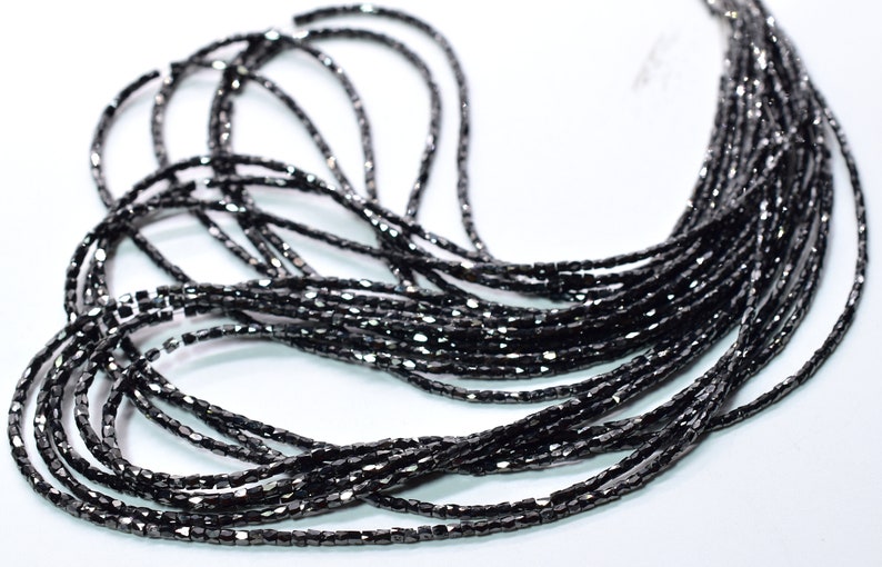 Black Diamond Tube Shape Faceted Tube Beads 1x2.mm Approx Top - Etsy