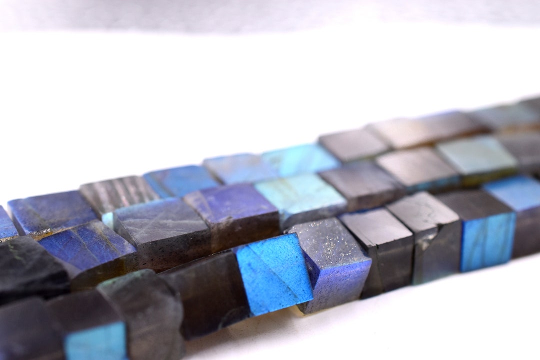 Labradorite Cube Shape Smooth Box Beads 7x8.mm Approx 8"inches Natural ...
