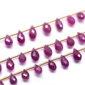Ruby Drop Shape Faceted Teardrop Beads Brioletter 3x6 to 4x8.mm Approx ...