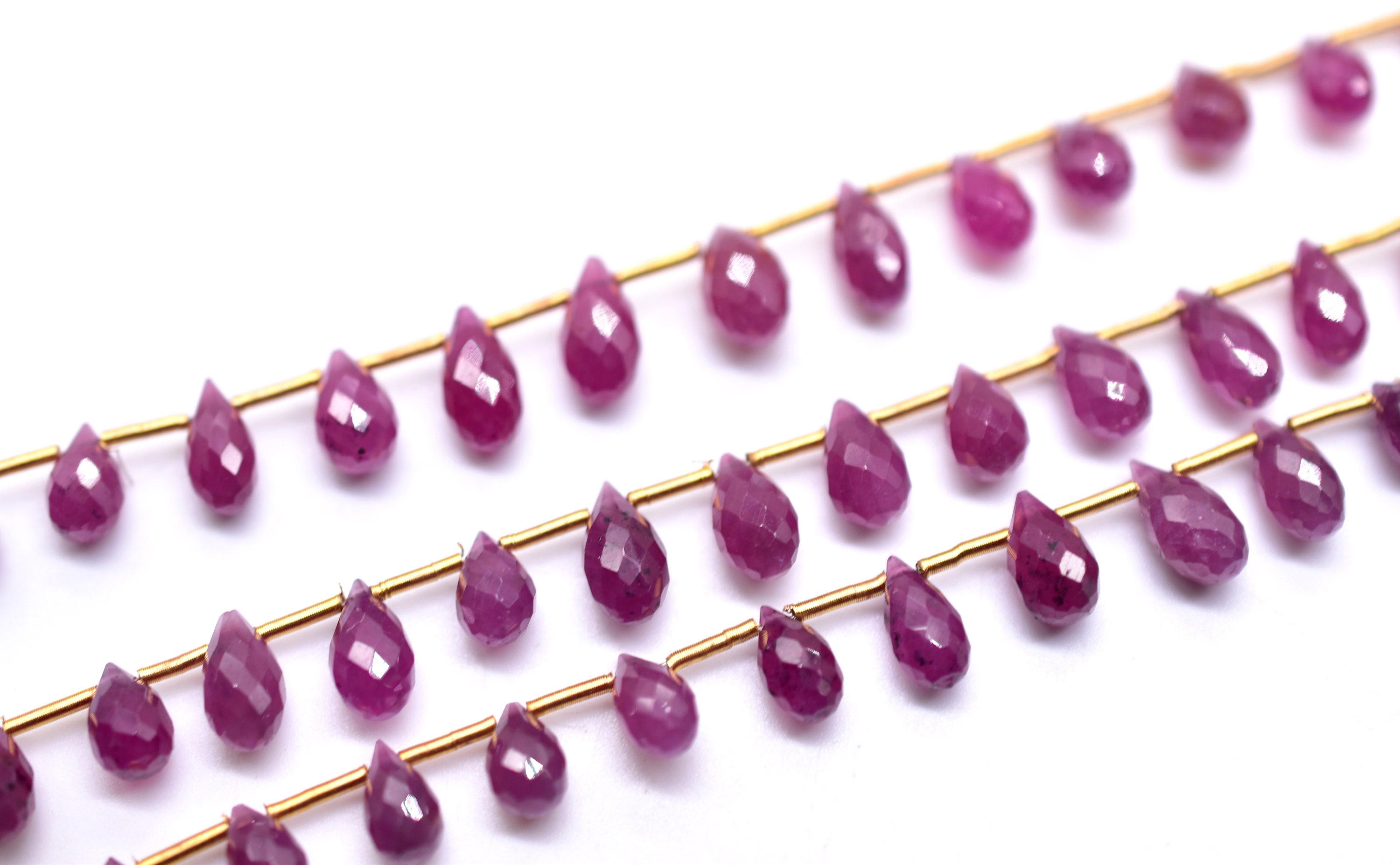 Ruby Drop Shape Faceted Teardrop Beads Brioletter 3x6 to 4x8.mm Approx ...