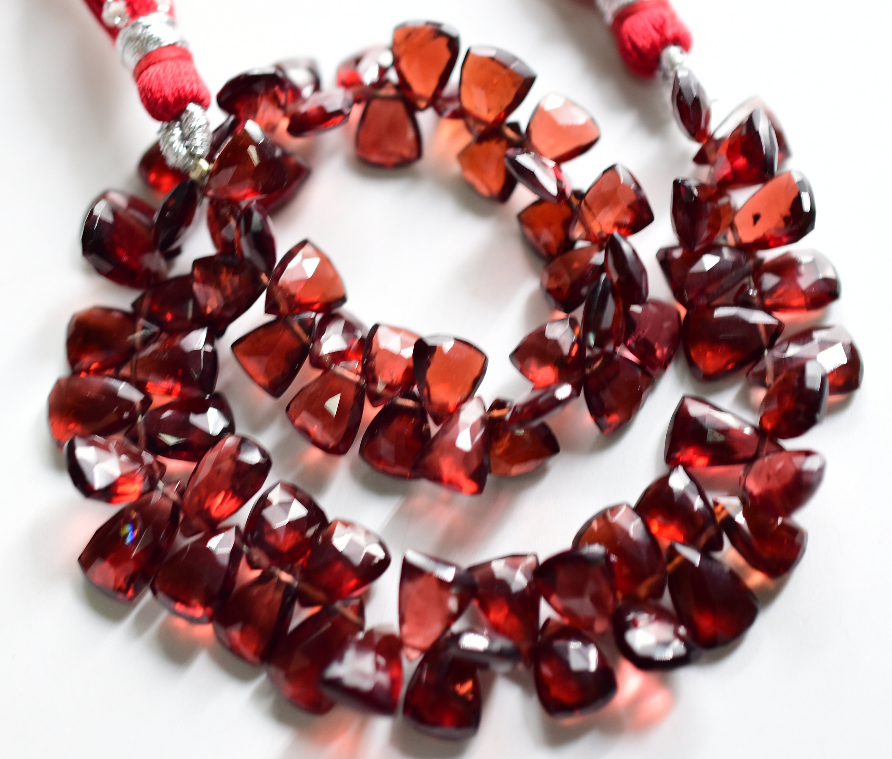 Garnet Trillion Shape Faceted Triangle Beads Brioletter 6x9 To | Etsy
