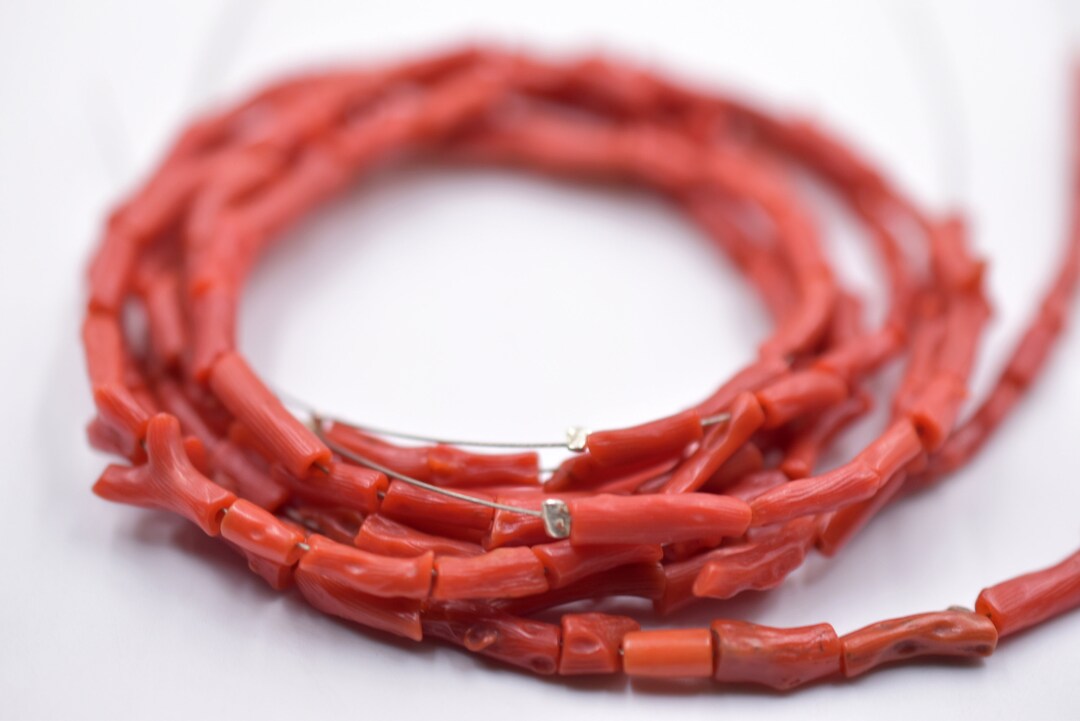 Red Coral Rough Coral Stick Rough Coral Nugget Beads Stick Shape 10x3 ...