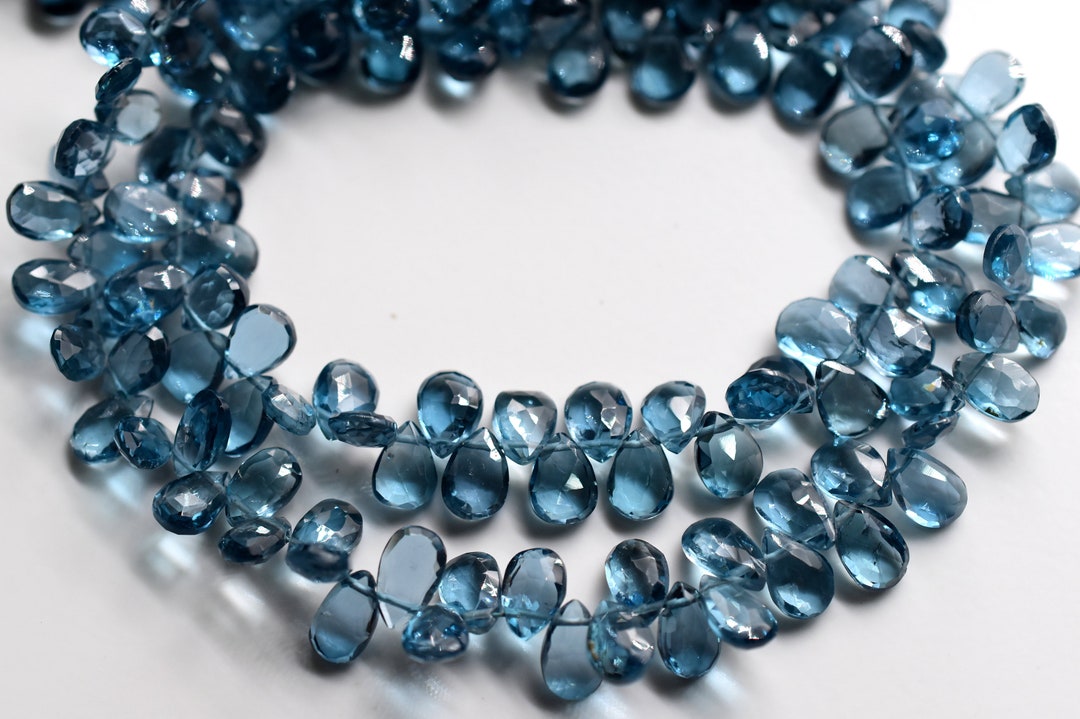 London Blue Topaz Pear Shape Faceted Teardrop Beads Brioletter 4x7 to ...