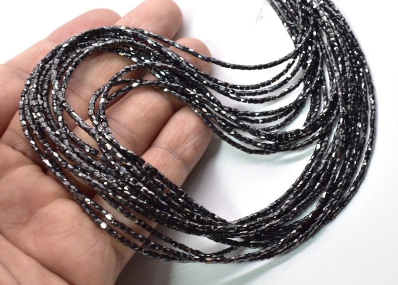 Black Diamond Tube Shape Faceted Tube Beads 1x2.mm Approx Top - Etsy