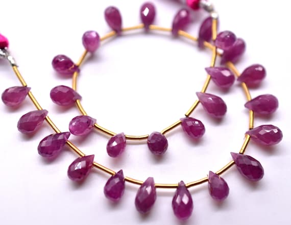 Ruby Drop Shape Faceted Teardrop Beads Brioletter 3x6 to | Etsy