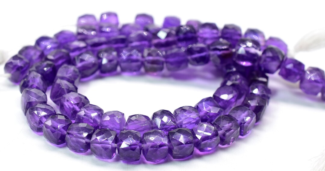 Amethyst Cube Shape Faceted Box Beads 8x9.mm Approx 8"inches Natural ...