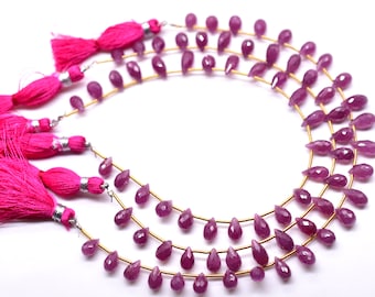 Ruby Drop Shape Faceted Teardrop Beads Brioletter 3x6 to | Etsy