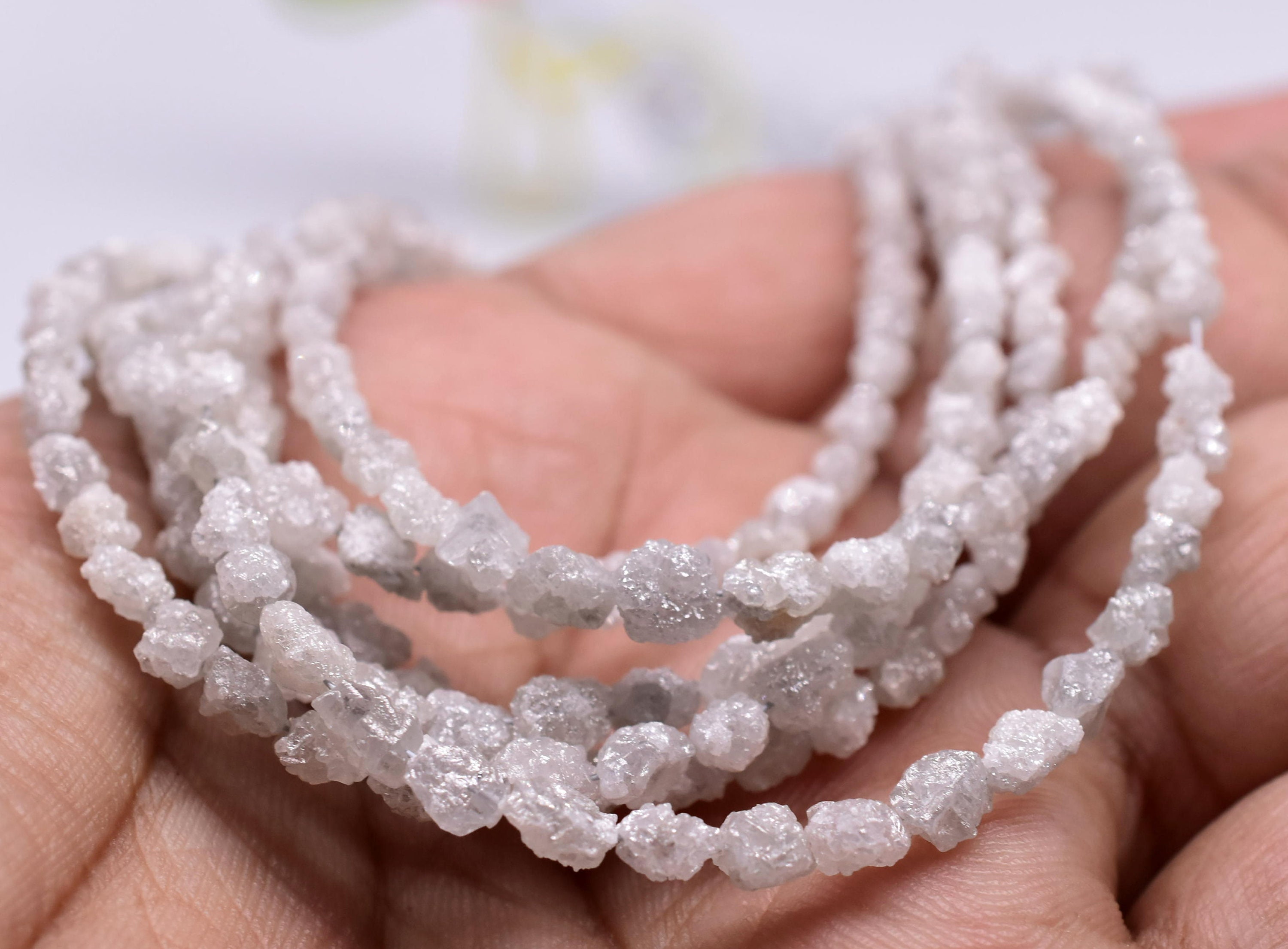 White Diamond Rough Diamond Raw Diamond,uncut Diamond Beads 2x4.mm ...