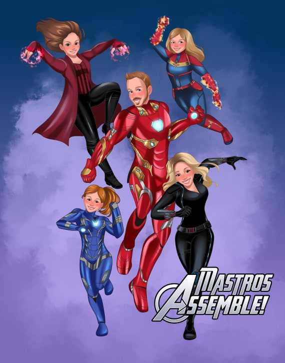 Custom Cartoon Portrait Personalised Family Portrait | Etsy