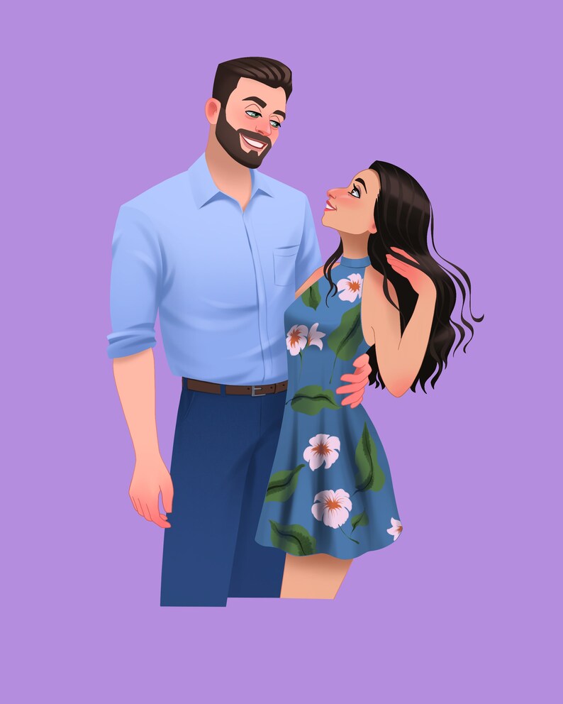 Couple Portrait From Photo Digital Portrait Custom | Etsy