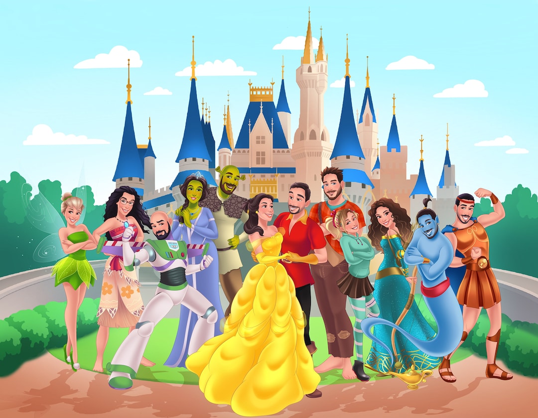 Custom Fairy Tale Portrait | Cartoon Family, Couple, Pet (digital) - Etsy