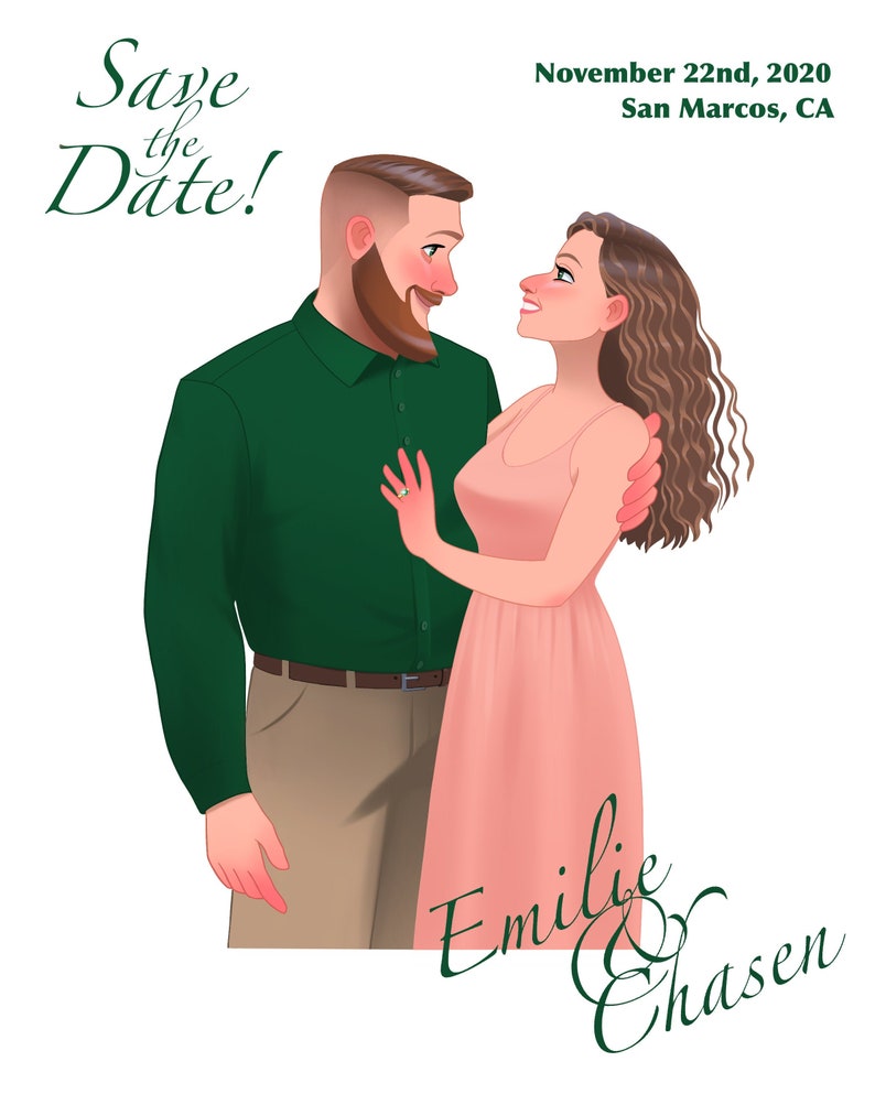 Save the Date Cartoon Family Portrait From Photo Wedding - Etsy