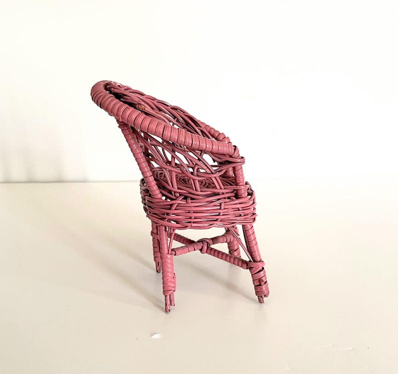 Mini Pink Wicker Doll Chair: Vintage Barbie Furniture - Etsy
