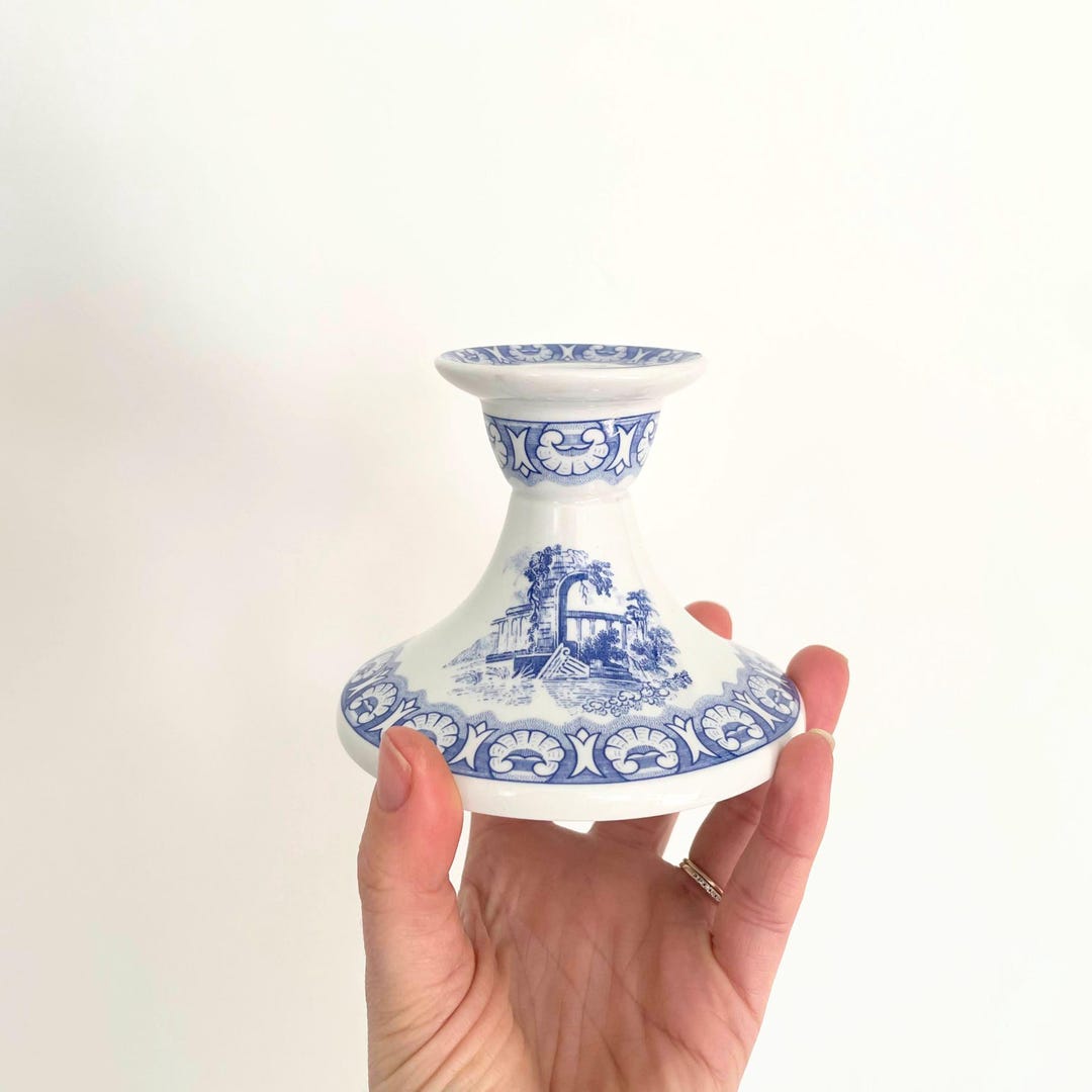 The Spode Blue Room Ionian Single Candlestick | Blue and White Spode ...