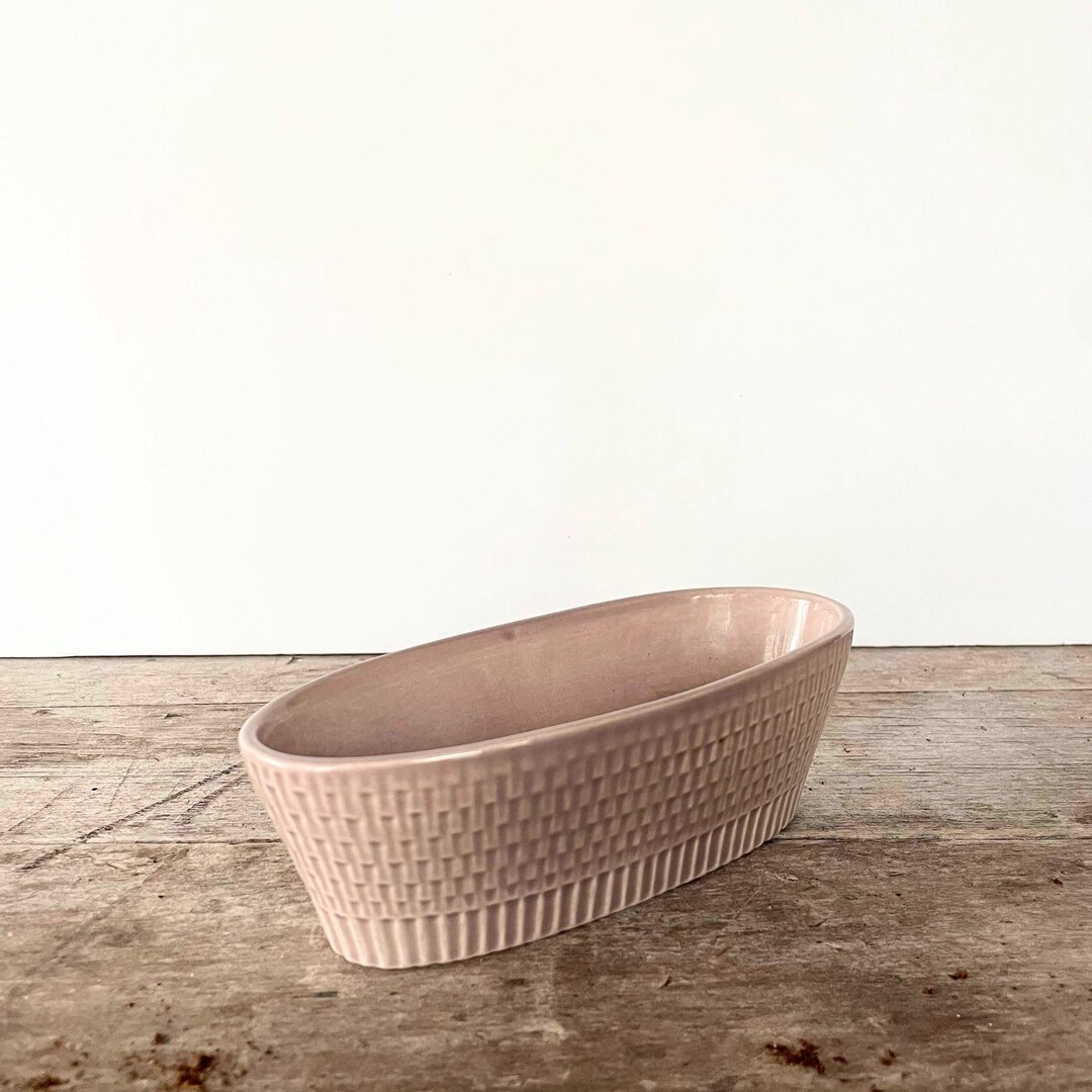 Red Wing Style Pottery Planter: Lilac Oval Stamped Design - Etsy
