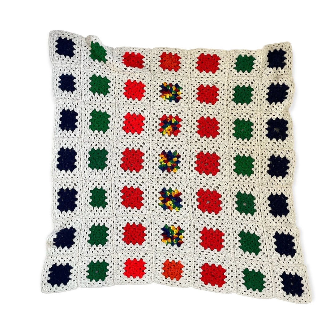 Valentines 1970s Vintage Granny Square Crochet Blanket Soft Crochet ...