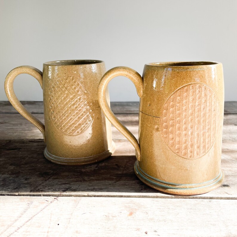 A Pair of 90s Handmade Pottery Beer Pints Large Mug With - Etsy