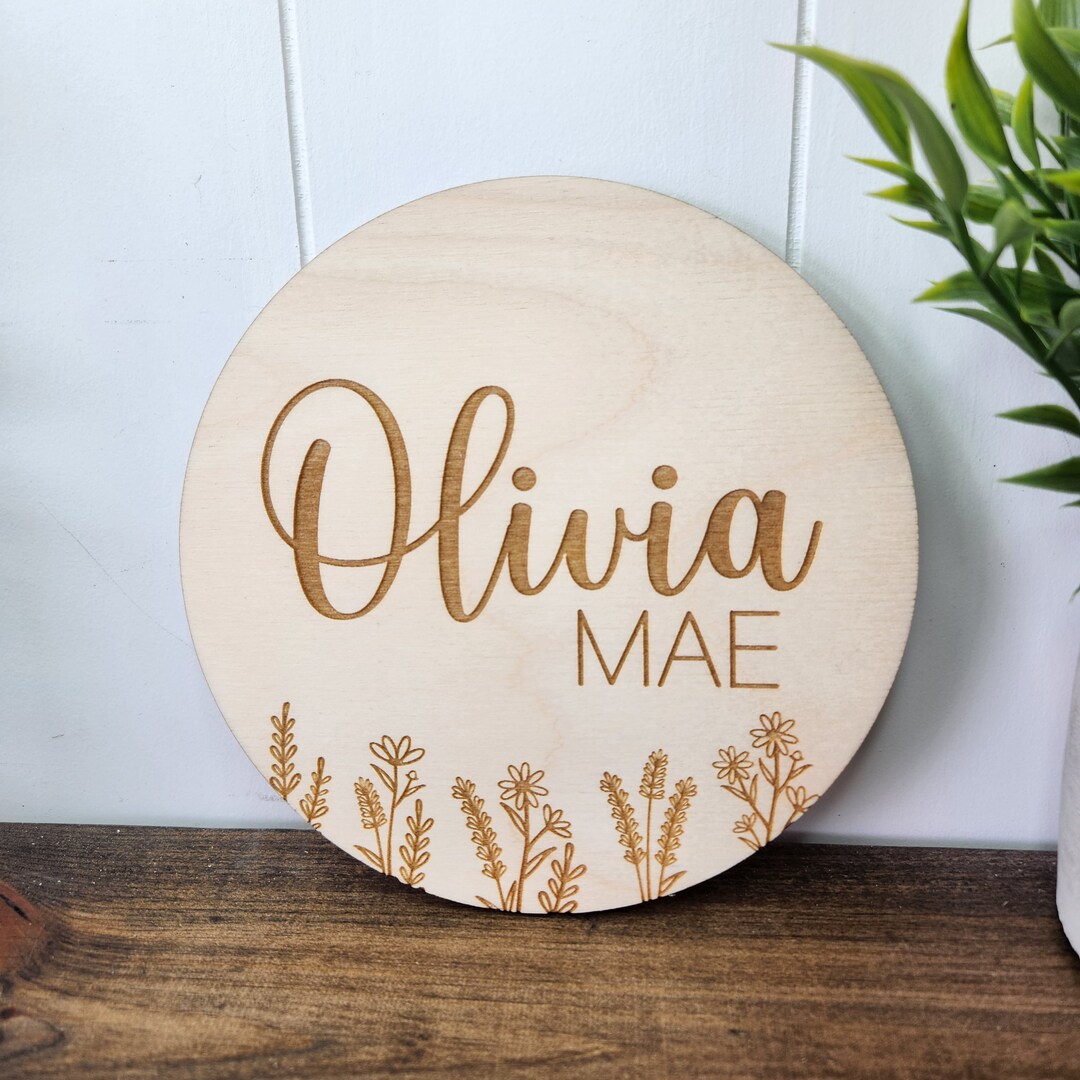 Personalized Baby Name Disc Wooden Baby Disc Baby - Etsy