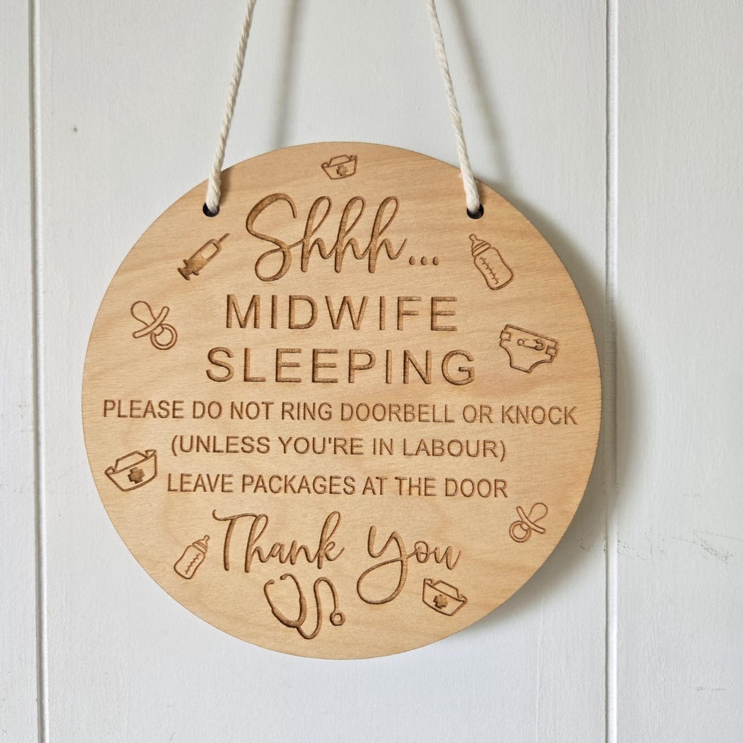 Midwife Sleeping Door Sign | Do Not Knock Sign | Sleeping Midwife ...