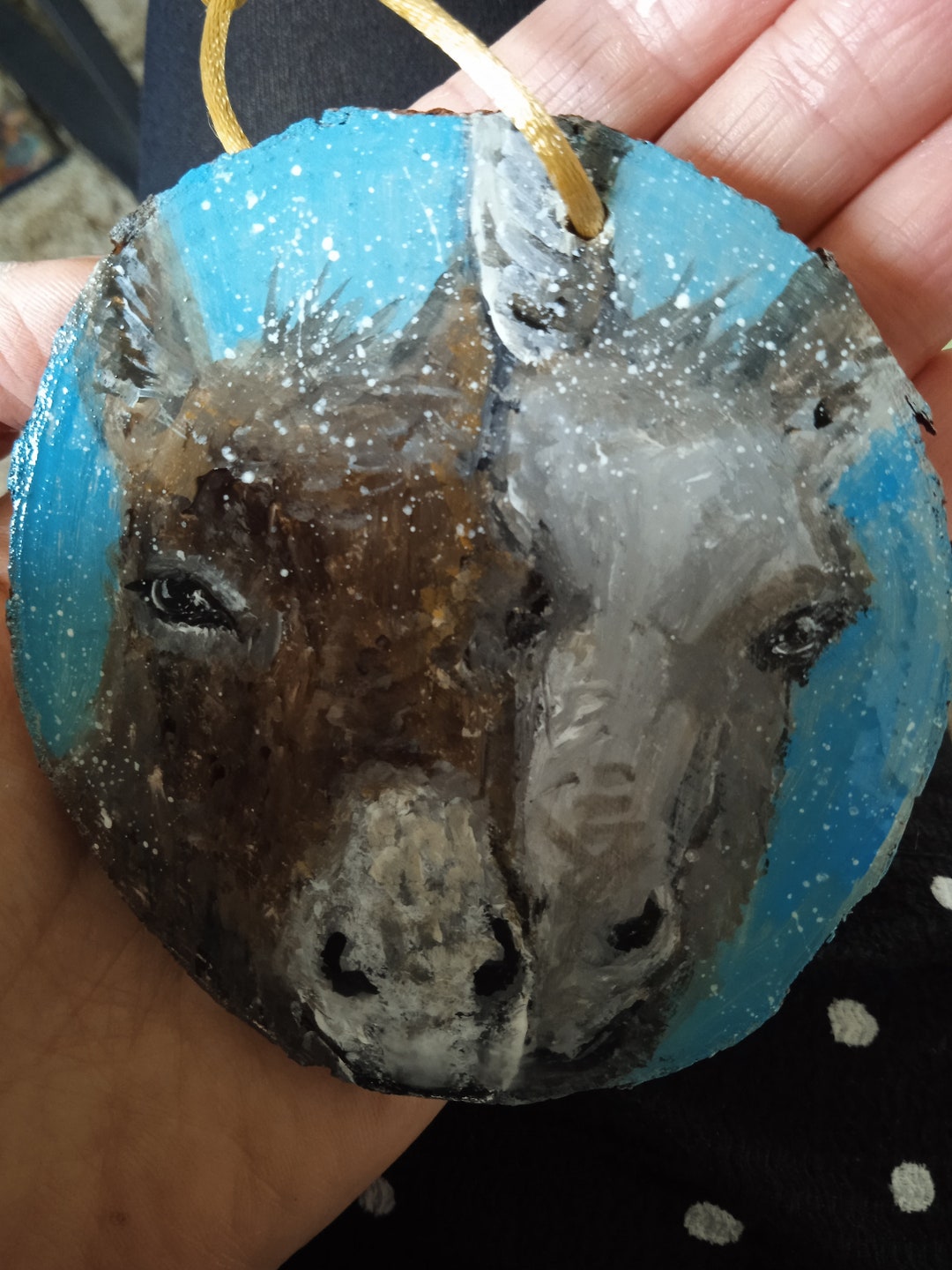 Hand Painted Donkeys on Hanging Wood Slice - Etsy