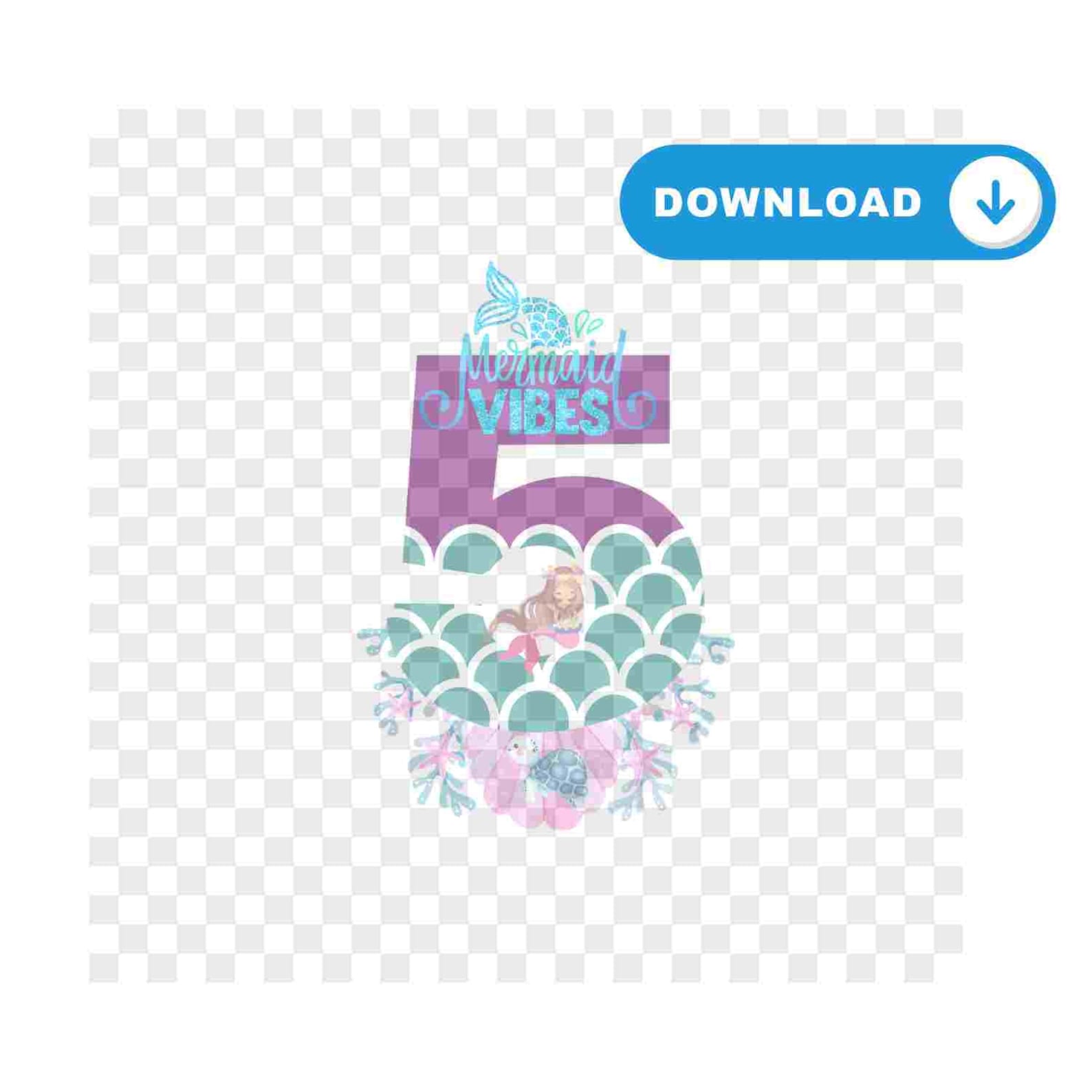 Mermaid Birthday Girl SVG 5th Birthday Mermaid PNG Mermaid Sublimation ...