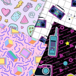 80s 90s Retro Digital Paper: Nostalgic Seamless Patterns (JPG Files) - Etsy