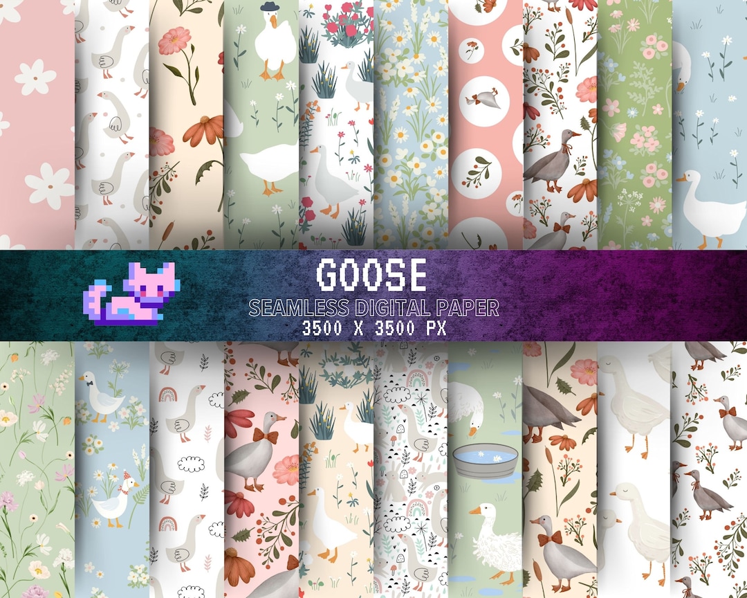Goose & Duck Seamless Pattern: Baby Fabric Digital Paper (commercial ...