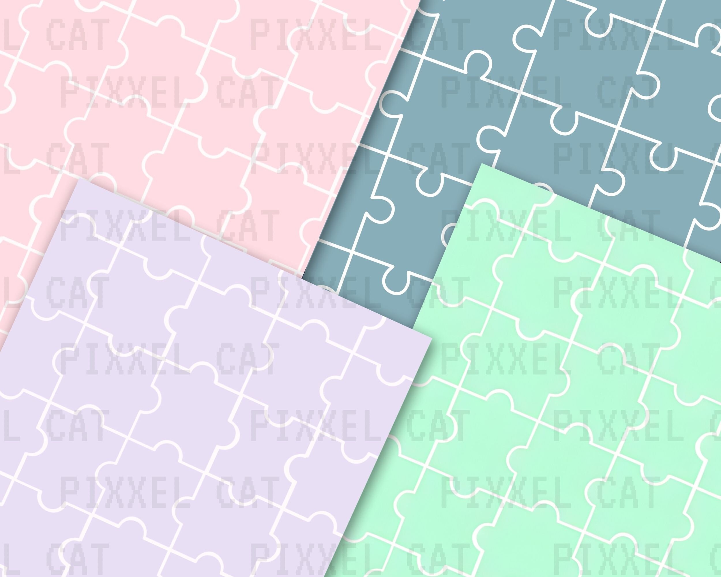 Jigsaw Puzzles Digital Paper, Seamless Pattern, Colorful Rainbow ...