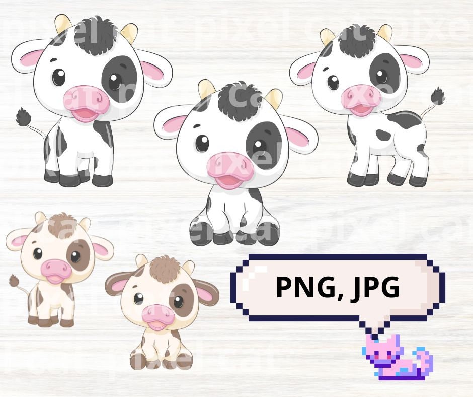 Cow Clipart, Farm Animal PNG (digital Download - Etsy