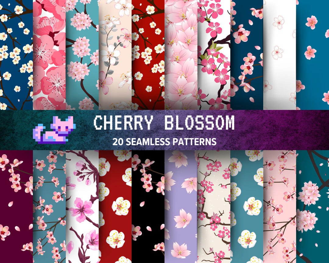 Cherry Blossom Digital Paper: Seamless Floral Patterns (instant ...