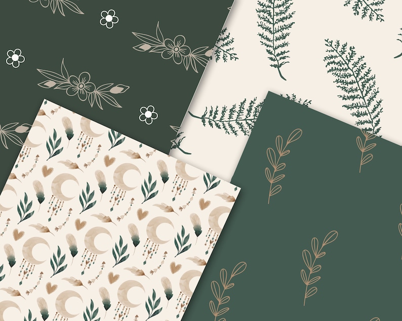 Boho Seamless Pattern: Bohemian Digital Paper Pack (3500x3500px) - Etsy