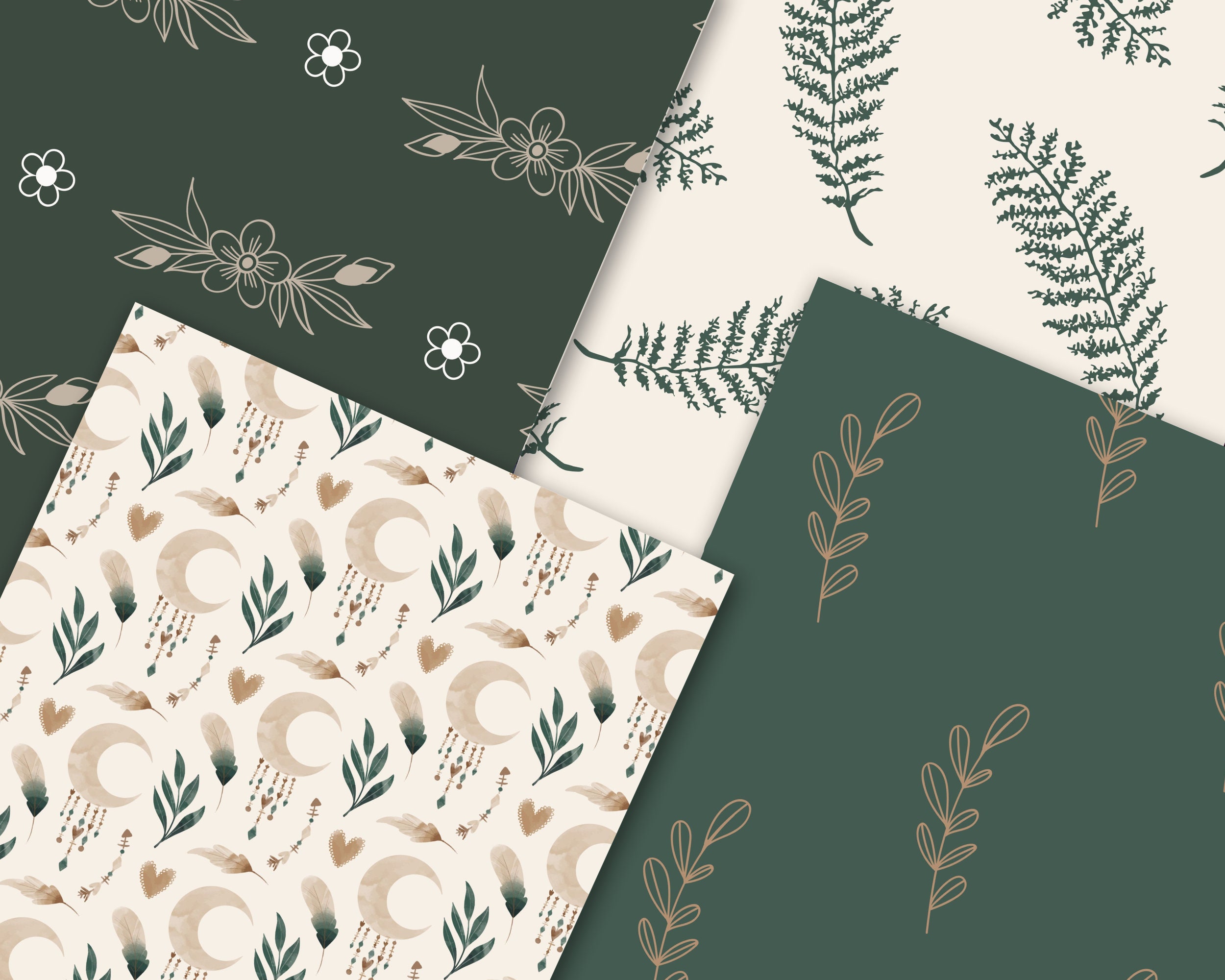 Boho Seamless Pattern: Bohemian Digital Paper Pack (3500x3500px) - Etsy