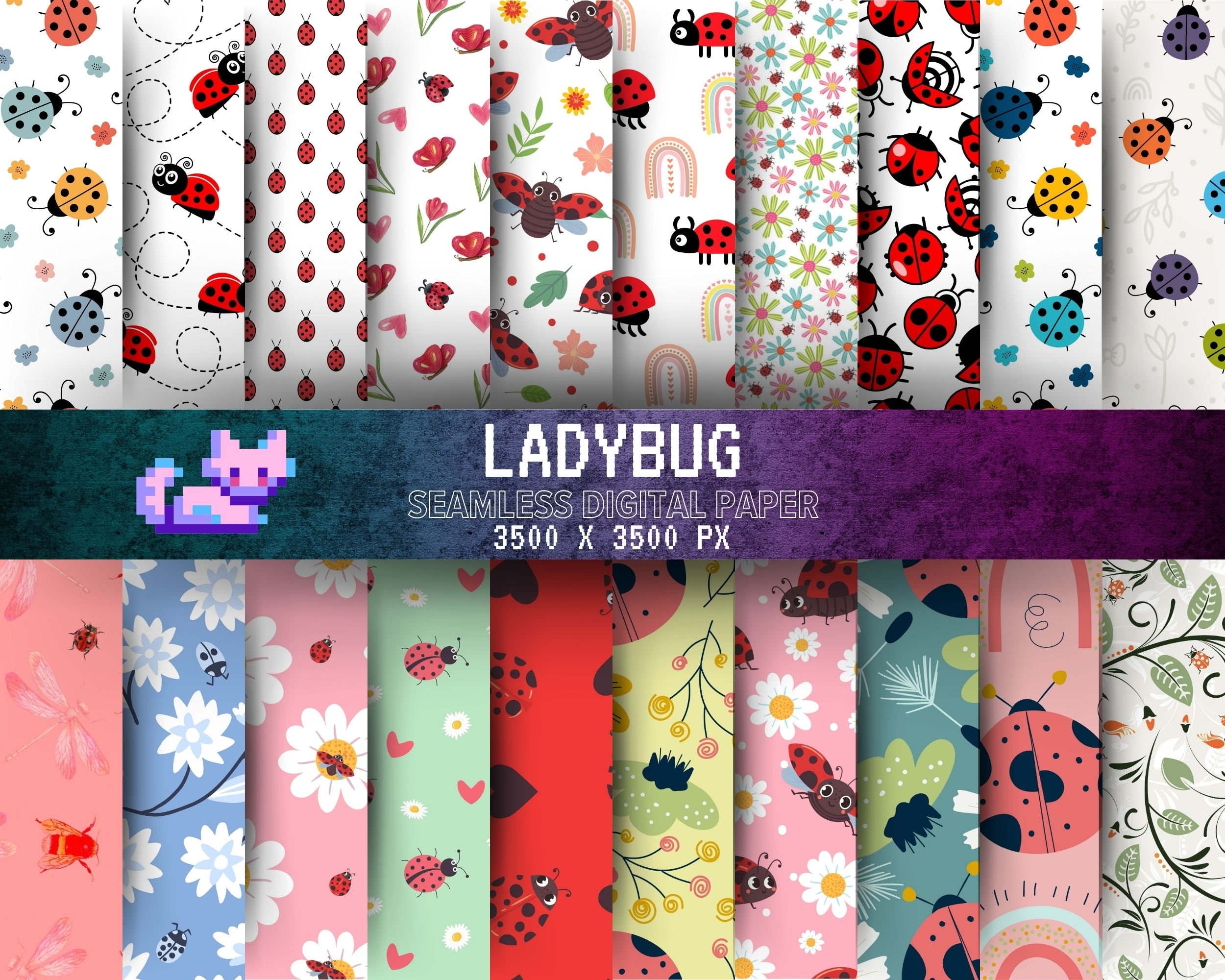 Ladybug Digital Paper. 20 Seamless Patterns for Backgrounds & Design ...