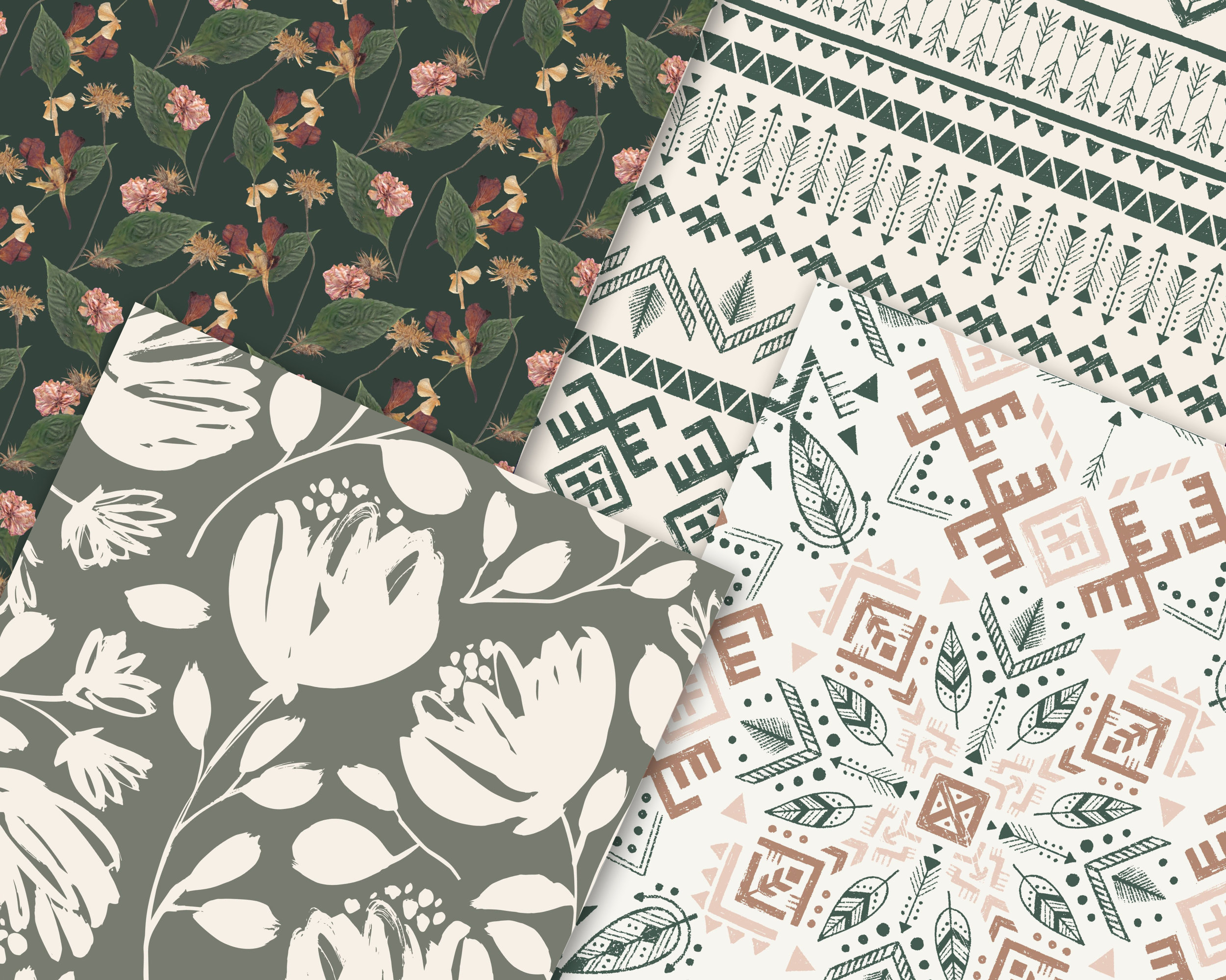 Boho Seamless Pattern: Bohemian Digital Paper Pack (3500x3500px) - Etsy