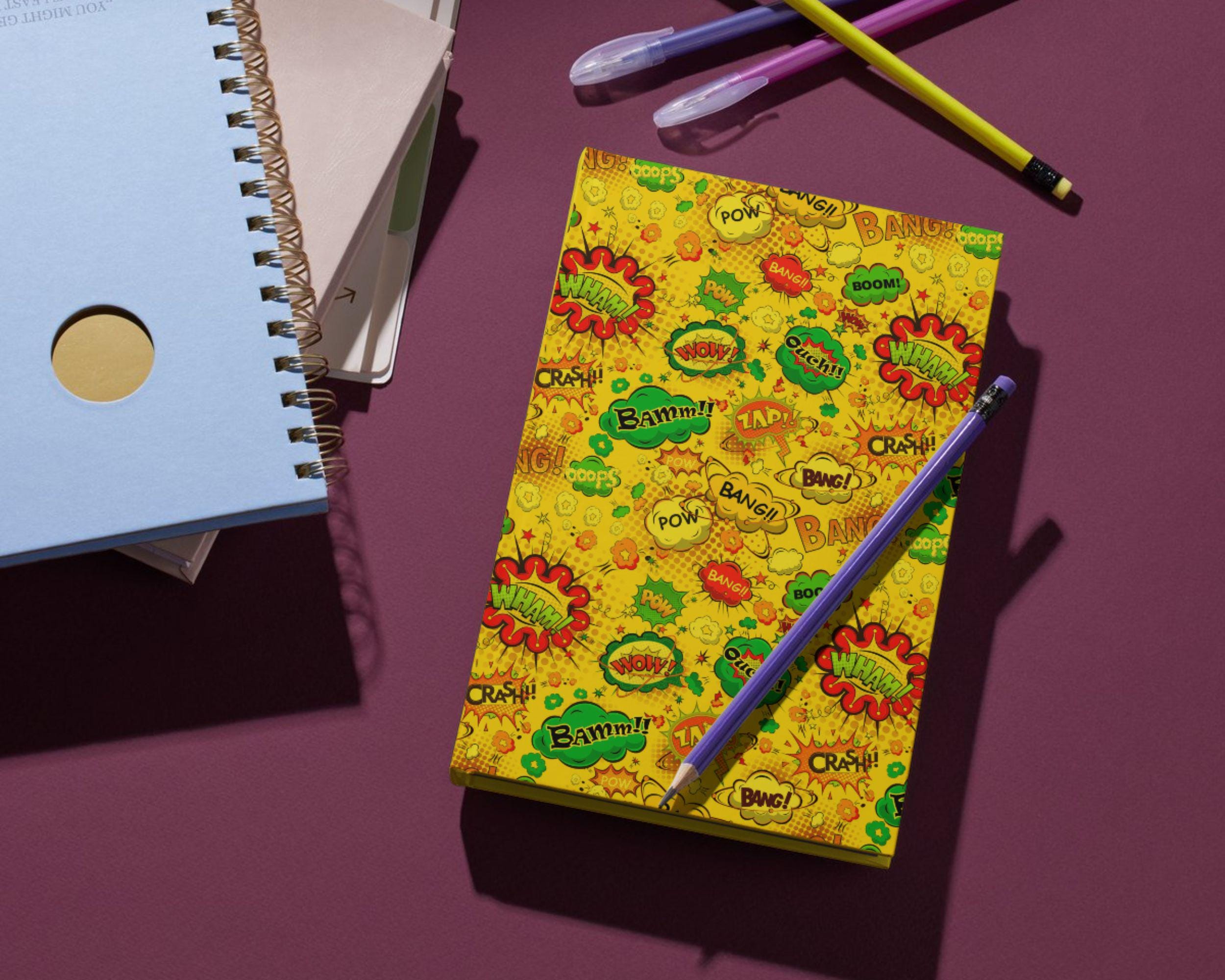 Superhero Comic Book Digital Paper Pack, 6 Seamless Patterns & 14 Pop ...