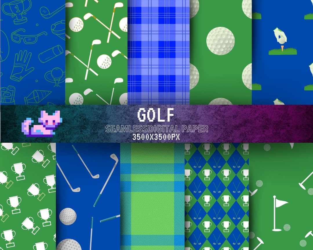 Navy Green Golf Pattern Digital Paper: Party Printables (JPG Download ...