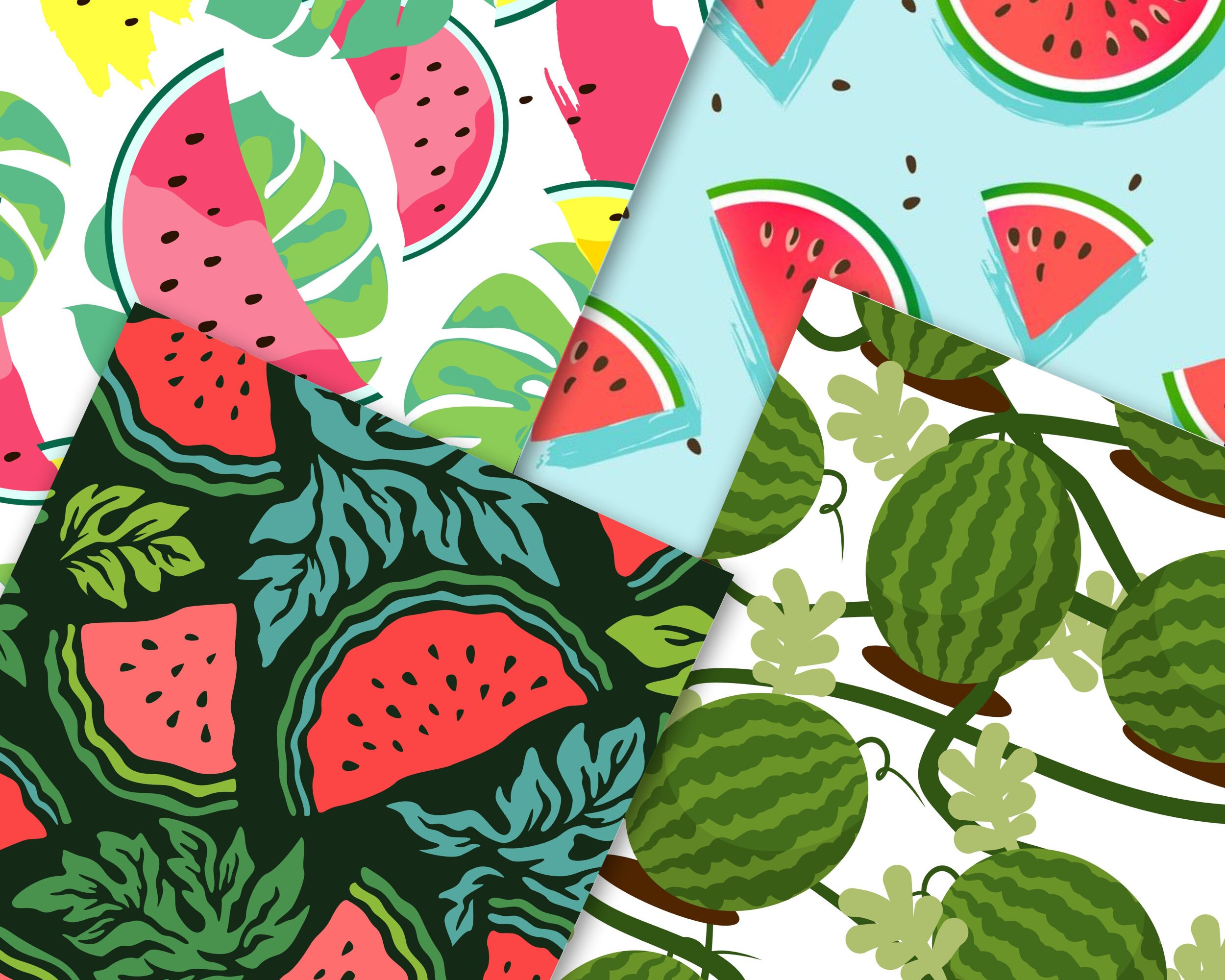20 Watermelon Digital Paper. Summer Scrapbooking Paper. Seamless ...