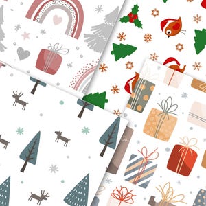 Boho Christmas Digital Paper Set: Floral Holiday Patterns (commercial ...