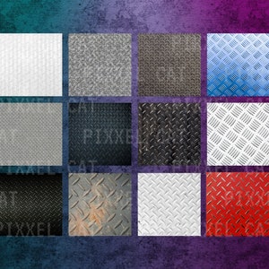 Diamond Checker Digital Paper. 24 Metal Plate Patterns for Scrapbooking ...