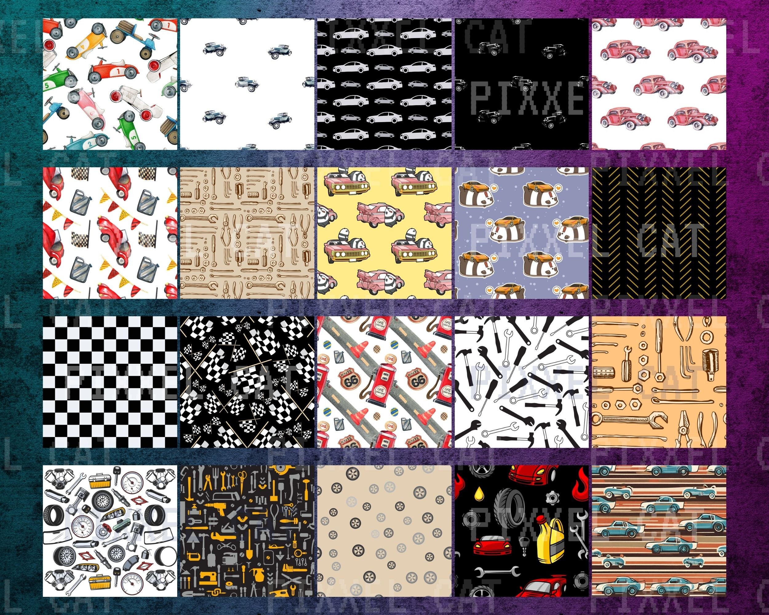 Retro Race Car Digital Paper Pack, Vintage Car Background Seamless ...