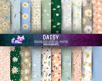 Daisy Digital Paper, Daisy Floral Seamless Repeat Pattern, Backgrounds ...