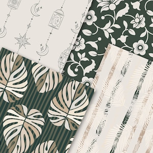 Boho Seamless Pattern: Bohemian Digital Paper Pack (3500x3500px) - Etsy