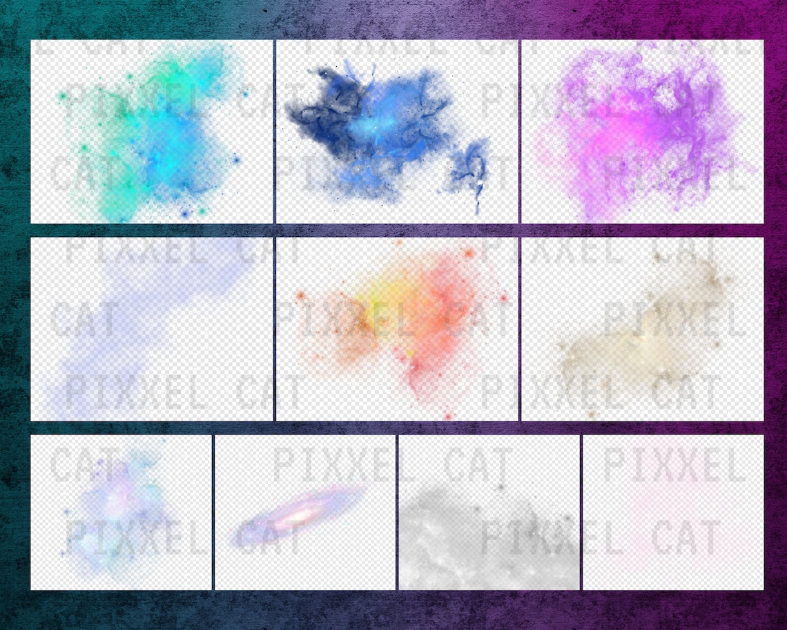 Galaxy Overlays for Photoshop: 10 PNG Transparent Effects (digital ...