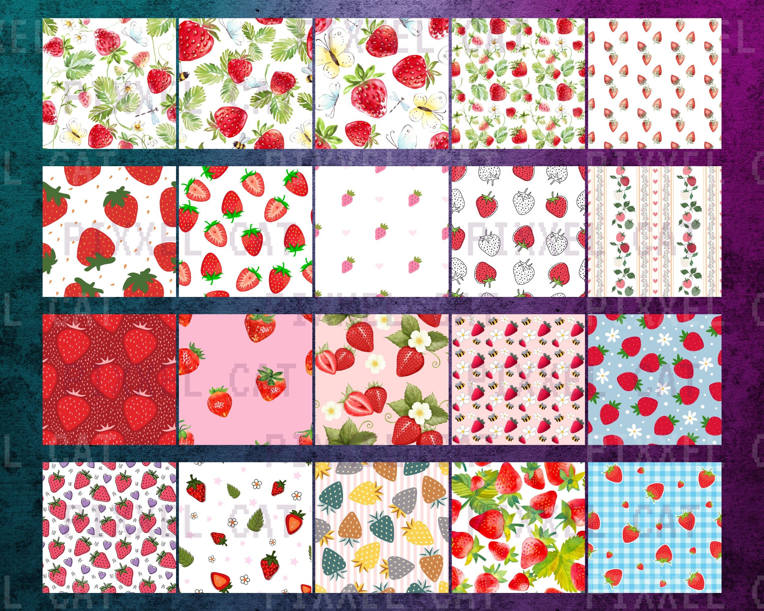 20 Strawberry Themed Digital Papers, Seamless Commercial Use Instant ...