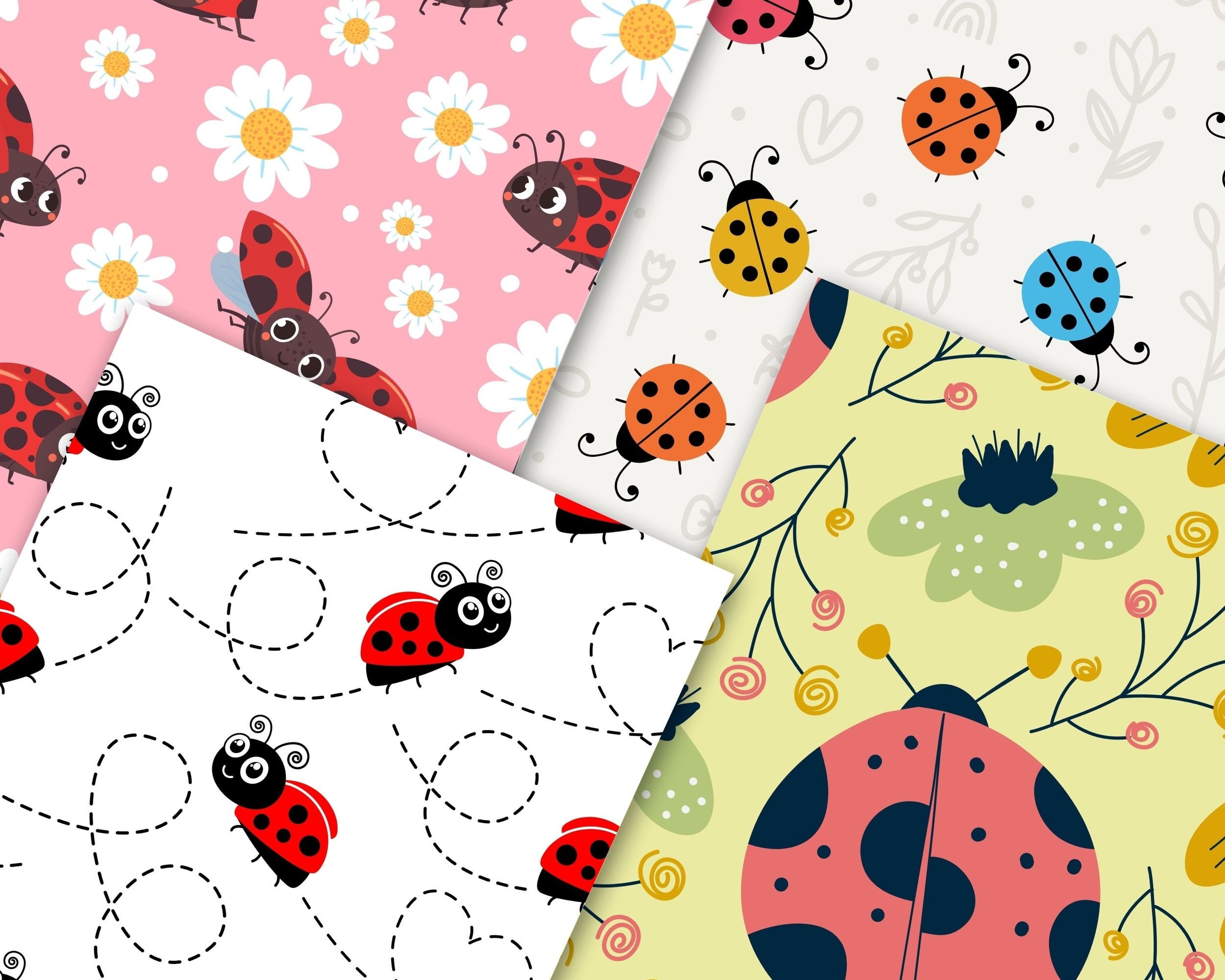 Ladybug Digital Paper. 20 Seamless Patterns for Backgrounds & Design ...