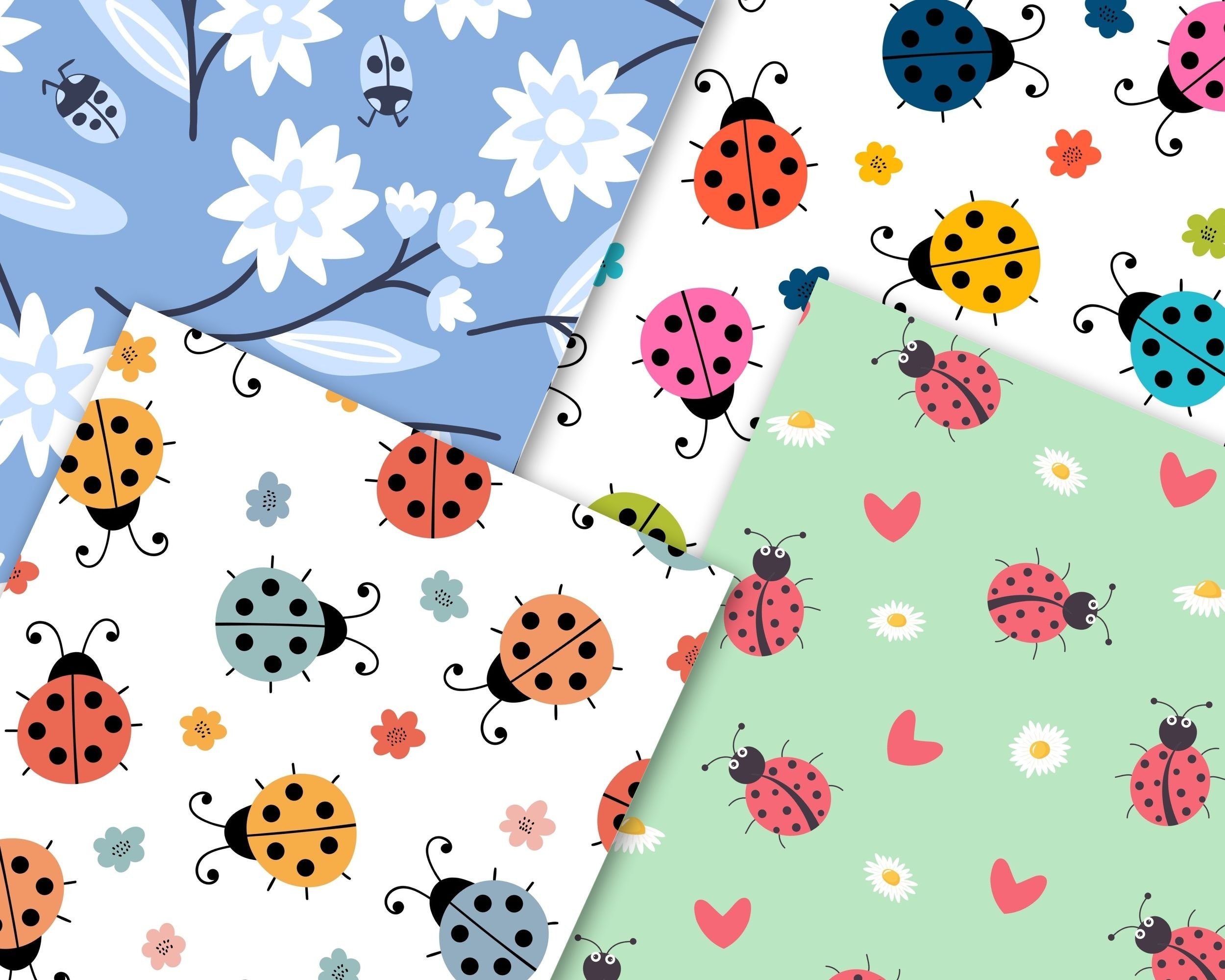 Ladybug Digital Paper. 20 Seamless Patterns for Backgrounds & Design ...