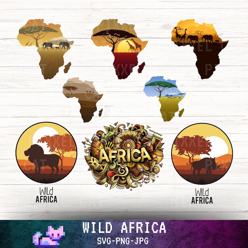 Africa Map Svg, Png, Africa Clipart, Cut File - Etsy