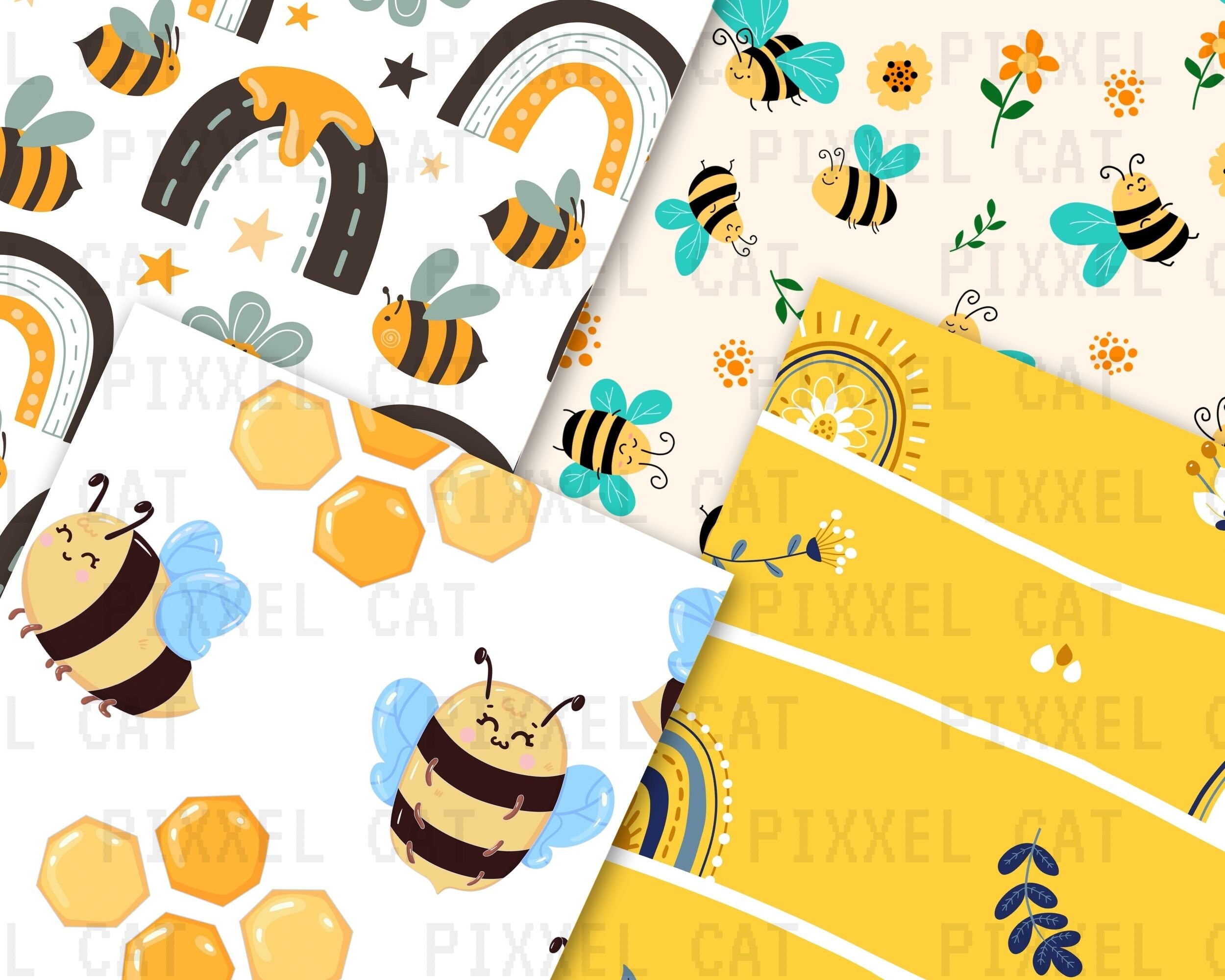 Bee Digital Paper, Honey Bee Digital Paper Set, Honeycomb Pattern Paper ...