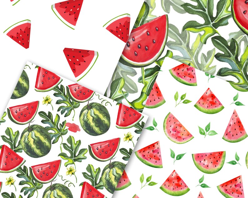 20 Watermelon Digital Paper. Summer Scrapbooking Paper. Seamless ...